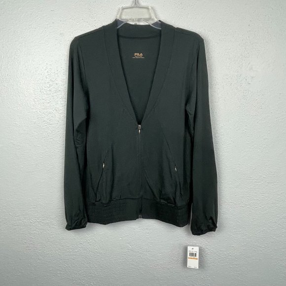 Fila | Jackets & Coats | Nwt Fila Womens Black V Neck Low Cut Full Zip ...